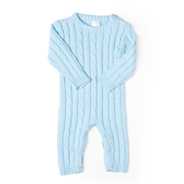Cable Knit Romper: Blue