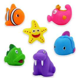 6 Pack Bath Toys: Assorted Fish
